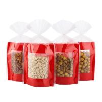 China Custom Stand Up Bags with Transparent Window for Snacks 50-120 Micron Food Grade Packaging for sale