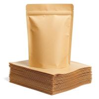 China Food Grade Kraft Paper Stand Up Pouches with PE Lining 100g 250g Custom Printing Eco Friendly for sale