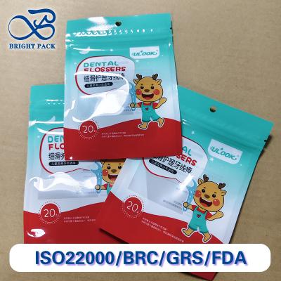 China Custom Printed Waterproof Floss Pick Packaging Bags 60-120 Micron HDPE Bulk for sale