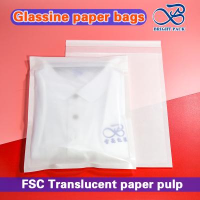 China Custom Frosted Glassine Paper Bags 40-70gsm Self Adhesive for T-Shirt Clothing Packaging for sale