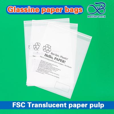 China Custom Printed Translucent Glassine Wax Paper Bags 100% Biodegradable Flat Bottom 30-60 gsm for sale