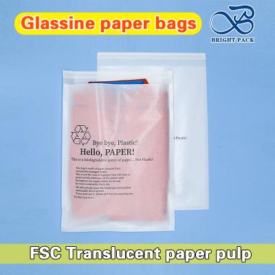 China 40gsm Biodegradable Glassine Paper Bags with Self Adhesive Stripe for Fashion Packaging for sale