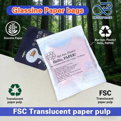 China Customized Logo Compostable Transparent Glassine Paper Bag for Garment Packaging for sale