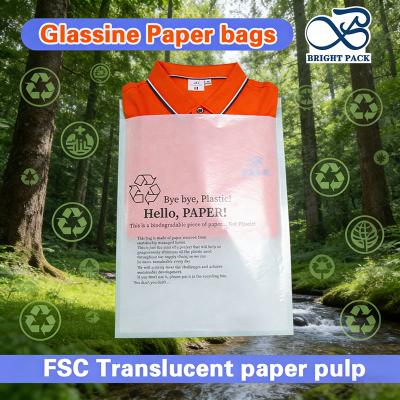 China Biodegradable White Glassine Paper Bags 30x40cm for Garment Coats Underwear Clothing Packaging for sale