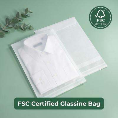 China Glassine Bag 40gsm Plastic Free Eco-Friendly Translucent Clothing Packaging Recyclable Apparel Pouch for sale