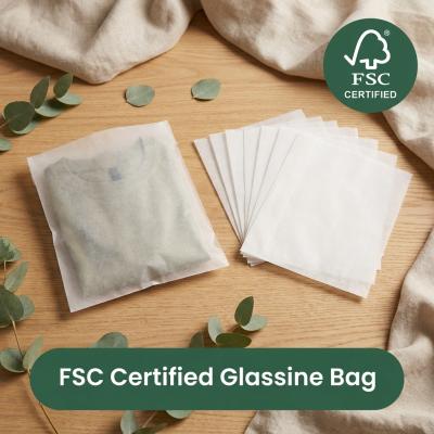 China Eco Friendly Luxury Glassine Bag 100% Recyclable Zero Plastic Apparel Pouch EU Directive Compliant OEM for sale