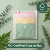 China Circular Recyclable Glassine Bag Plastic Free Luxury Apparel Packaging Eco Friendly Clothing Pouch Garment for Certified Grease for sale