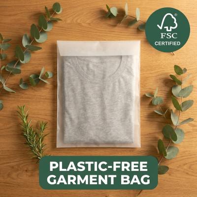 China Eco Friendly Luxury Glassine Bag Clothing Packaging Recyclable Pouch Plastic Free Garment 100 Pcs per Pack for sale