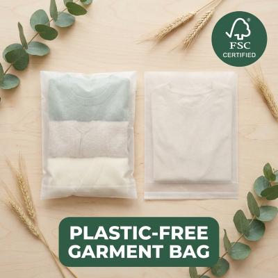 China Luxury Compostable Glassine Bag 100% Plastic Free Apparel Packaging Eco-Friendly Clothing Pouch EU Compliant OEM for sale