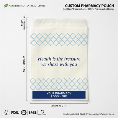 China Biodegradable Glassine Pharmacy Bags FDA Compliant Recyclable Pharma Pouches 100-Pack for sale
