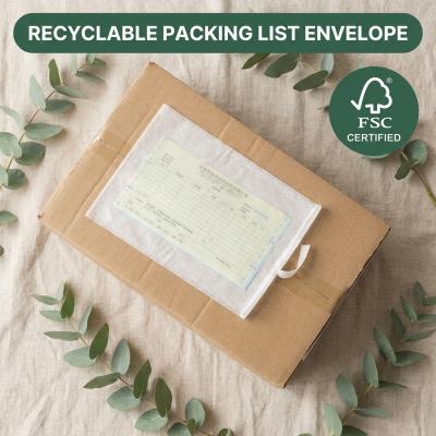 China FSC Certified Biodegradable Paper Packing List Envelope Self Adhesive Document Wallet 100% Plastic Free for sale