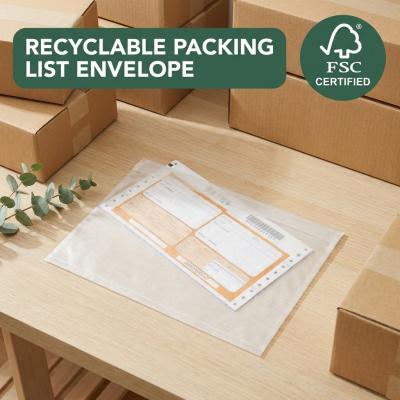 China Plastic Free Biodegradable Recyclable Dispatch Envelope Paper Packing List Pouch Self Adhesive Shipping Label Document Wallet for sale