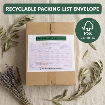 China Eco-Friendly Biodegradable Waterproof Glassine Document Enclosed Pouch 100% Plastic-Free FSC Certified for sale