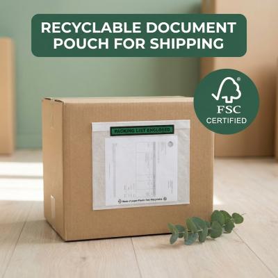 China Recyclable Paper Packing List Envelope Self Adhesive Shipping Label Pouch FSC 100% Plastic Free for sale