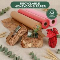 China Eco Friendly Recyclable Kraft Honeycomb Paper Roll Wrapping Cushioning Wrap 50cm 30cm for Shipping for sale