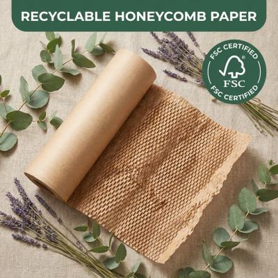 China White Kraft Honeycomb Paper Roll Cushioning Wrap Grease Proof 30cm x 50m for Gift Packaging for sale