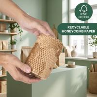 China White Kraft Honeycomb Paper Roll 50cm Cushioning Wrap Grease Proof Eco Friendly Recyclable Gift Packaging for sale