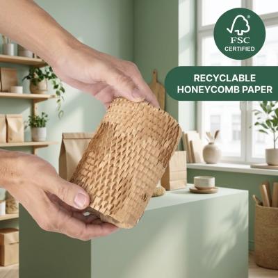 China White Kraft Honeycomb Paper Roll 50cm Cushioning Wrap Grease Proof Eco Friendly Recyclable Gift Packaging for sale