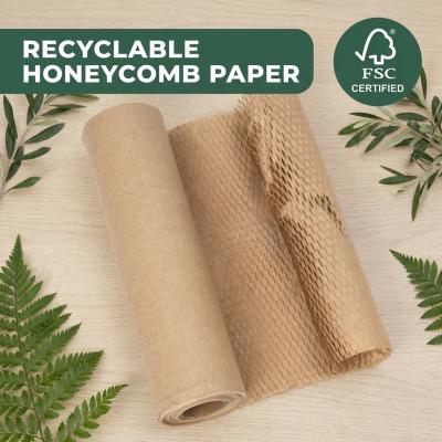 China Eco-Friendly Honeycomb Kraft Paper Cushioning Wrap Roll 50cm x 100m for Cosmetics Jewelry Protection for sale