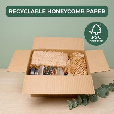 China Perforated Honeycomb Paper Roll Kraft Expandable Cushioning Wrap 50cm x 200m for Packing for sale