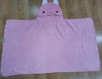 China Hooded Cape Bath Towel with Cartoon Rabbit Hood Coral Fleece Microfiber and Instant Water Absorption for sale