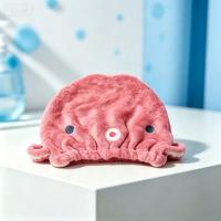 China Coral Fleece Microfiber Hair Drying Cap with Elastic Ruched Hem for Quick Water Absorption for sale
