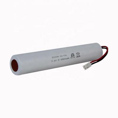 China High Temperature 70C NiCd D 3.6V 4500mAh Rechargeable Battery Pack For Emergency Lighting for sale