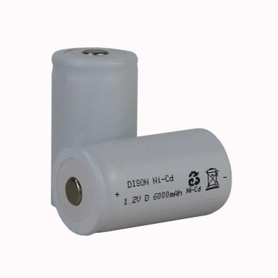 China -40C Low Temperature Rechargeable NiCd D KRH33/62 1.2V 6Ah Battery Cells For Emergency Lighting for sale