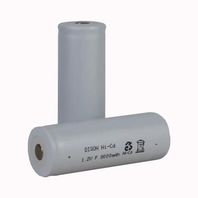 China Rechargeable NiCd KRH33/91 F 1.2V 8Ah -40C Low Temperature Battery Cells for sale