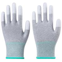 China ESD Gloves PU Fingertip Coated Antistatic Nylon Carbon Fiber 10e6-10e8 Ohm for Electronics Assembly for sale