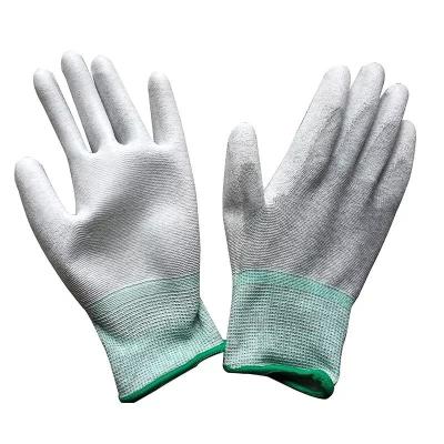 China Carbon Fiber PU Coated Finger ESD Anti Static Gloves Size 7-11 for PC Building for sale