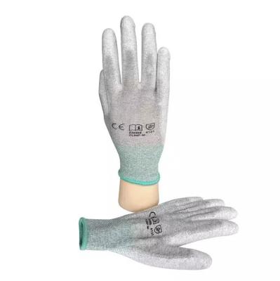 China Anti Static ESD Glove Lint Free PU Coated Palm Fit Carbon Fiber Antistatic Safety Work Gloves Size 6-12 for sale