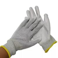 China 13 Gauge Knitted Lined PU Coated ESD Antistatic Carbon Fiber Finger Gloves for sale