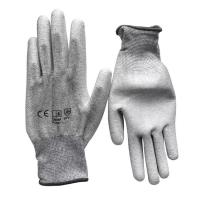 China 13 Gauge Knitted Lined PU Coated ESD Antistatic Carbon Fiber Finger Gloves for sale