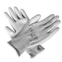 China 13 Gauge Knitted Lined PU Coated ESD Antistatic Carbon Fiber Finger Gloves for sale