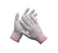 China Nylon Anti Static Work Gloves 13 Gauge Seamless Carbon Fiber ESD PU Coated Size 7-10 for sale