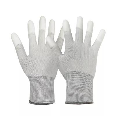 China 13 Gauge Carbon Fiber ESD Gloves Anti Static PU Coated Finger Touch Gloves 10e6-10e8 ohm for sale
