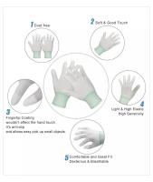 China 13 Gauge Carbon Fiber ESD Gloves Anti Static PU Coated Finger Touch Gloves 10e6-10e8 ohm for sale