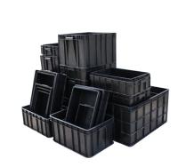 China Antistatic Electronics Tray Folding ESD Bin Box Plastic Black With Dividers for sale