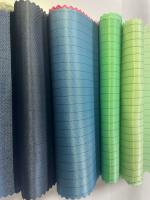 China Anti Static ESD Fabric Polyester Mesh Strip Grid Carbon Cloth 58/60 Width 10^6-10^9Ω Surface Resistance for sale
