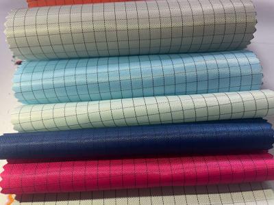 China 5mm Grid Orange Pink Polyester Anti Static ESD Woven Fabric 150cm Width 106-109 Ohm for sale
