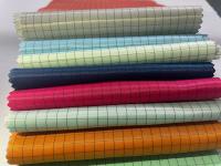 China 5mm Grid Orange Pink Polyester Anti Static ESD Woven Fabric 150cm Width 106-109 Ohm for sale