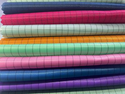 China Anti Static ESD Twill Fabric TC 65/35 5mm Grid Cleanroom Antistatic Workwear Fabric 200-400g/m2 for sale