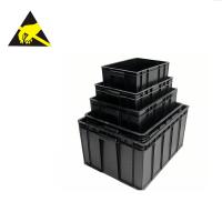 China Anti-Static Conductive Cleanroom ESD Bin Tray with Dividers Black PP Plastic Box 10^3-10^5 ohms for sale