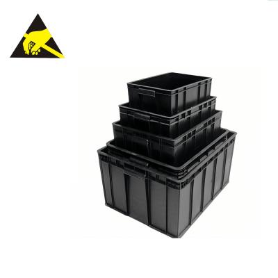 China Anti-Static Conductive Cleanroom ESD Bin Tray with Dividers Black PP Plastic Box 10^3-10^5 ohms for sale