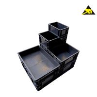 China Black Conductive ESD Storage Box with Cover 10^3-10^5 ohms Anti Static Tray for sale