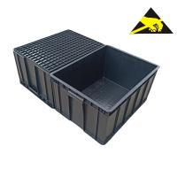 China ESD Plastic Tray Box Bins Pp Folding Logistic Conductive Anti Static Storage Boxes Board Big Tote Box for sale