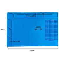 China Blue ESD Silicone Rubber Mat 45x30cm 3mm Non Toxic Heat Resistant 500C Magnetic Phone Repair Mat for sale