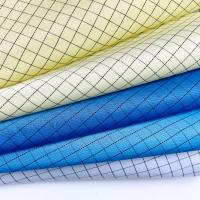 China Polyester 5mm Grid Anti Static ESD Fabrics Taffeta Stripe For ESD Garment for sale