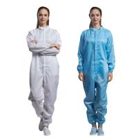 China Anti Static ESD Cleanroom Coveralls 5mm Strip 2.5mm Grip Polyester Carbon Fiber Unisex Work Uniform for sale